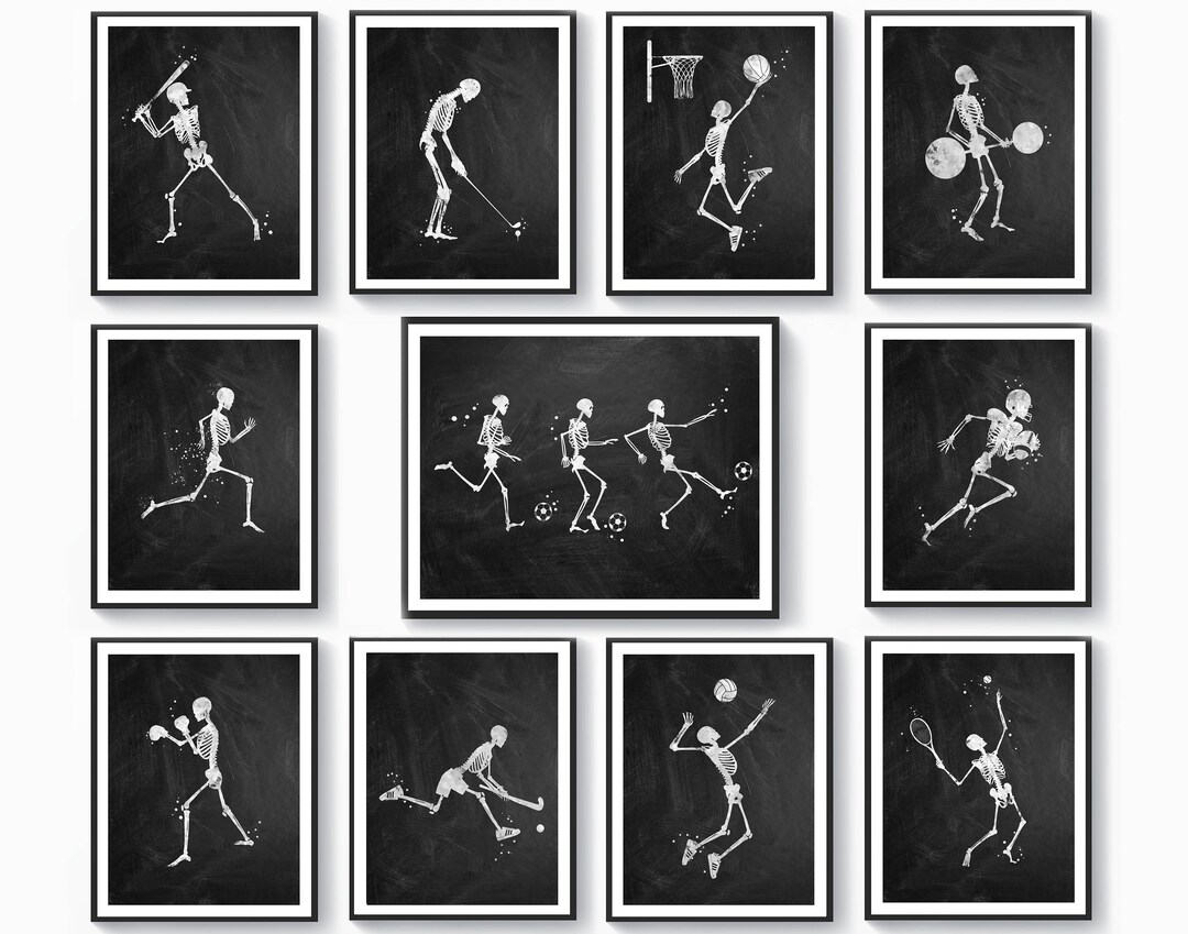 11 Sports Types Skeleton Art Motion Phases Artwork Moving Skeleton Art ...