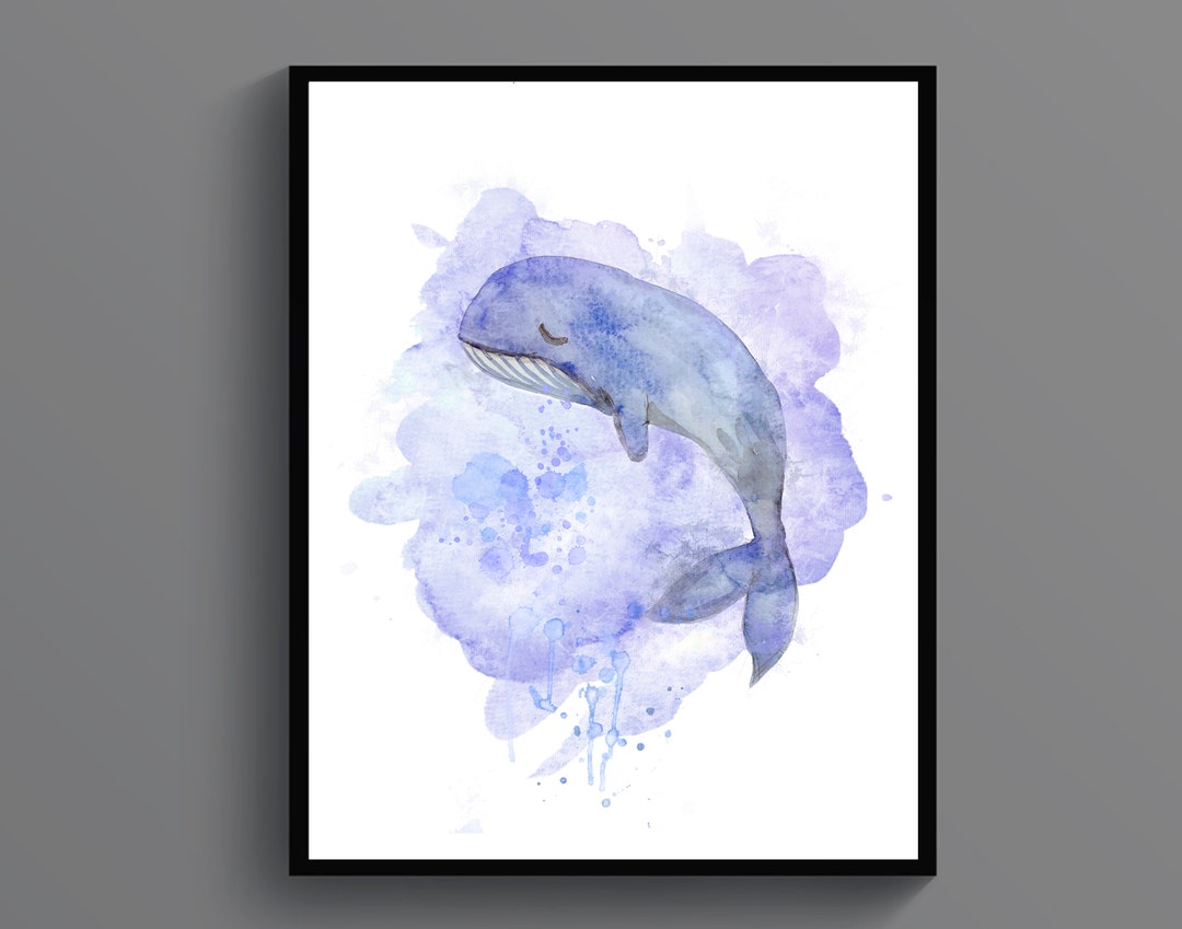 Whale Watercolor Art, Ocean Animals Art, Biology Art, Sea Animal Decor ...