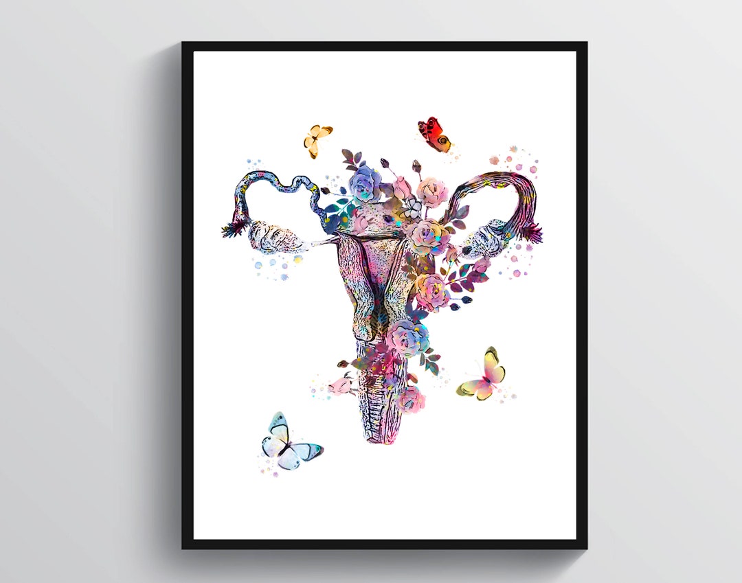 Watercolor Uterus Artwork Female Anatomy Art Midwife Gift Nurse Art ...