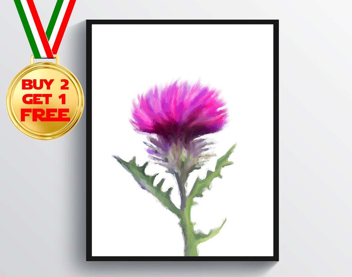 Thistle Print, Botanical Art, Plant Poster, Floral Decor, Modern Wall ...