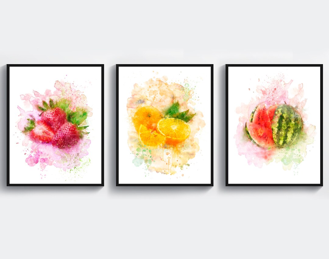 Fruits Printable Set, Fruit Watercolor, Strawberry, Orange, Watermelon ...