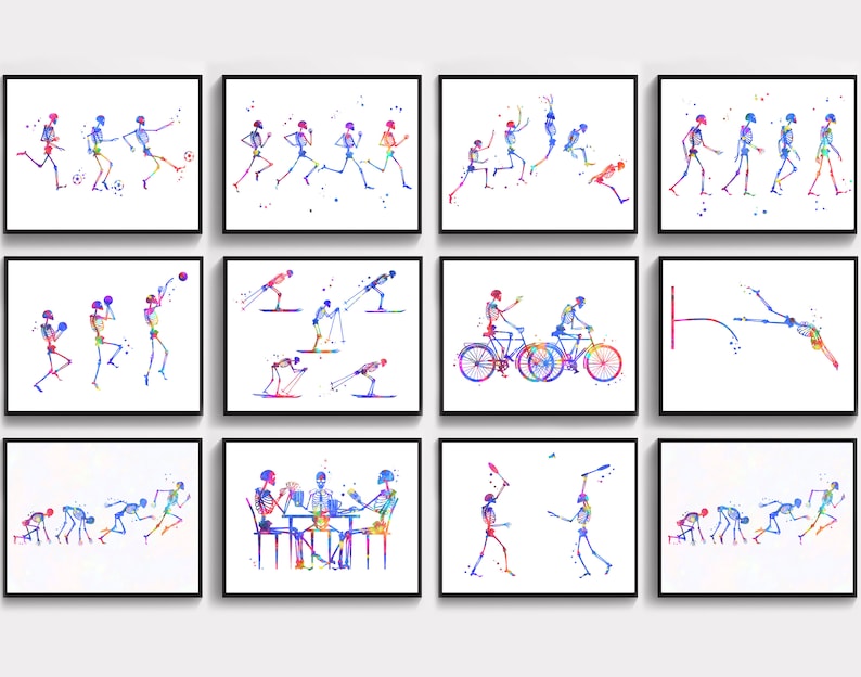 12 Skeletal Figures in Motion Art Running Phases Art - Etsy