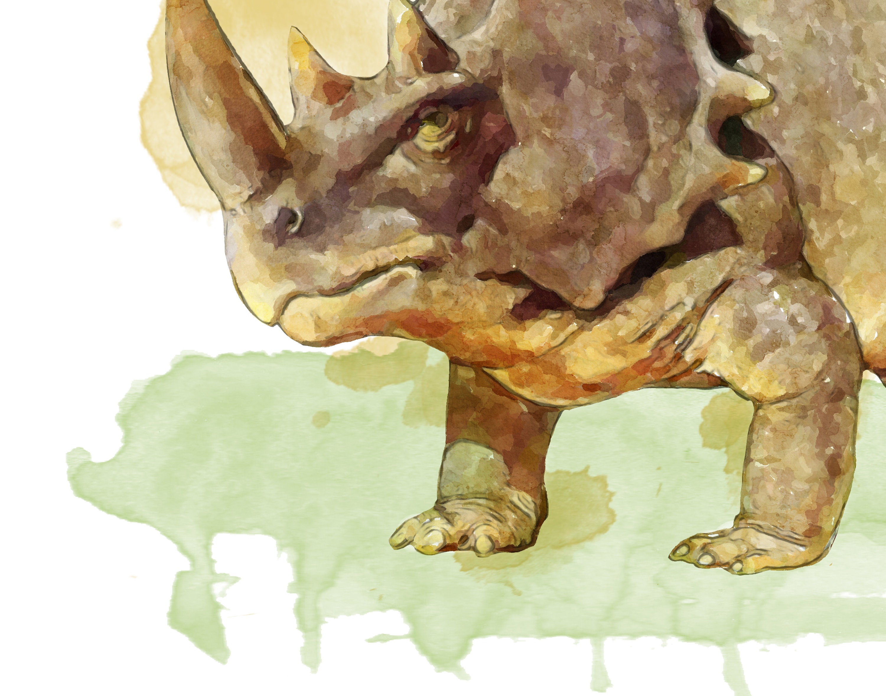 4 Watercolor Dinosaur Art Styracosaurus Art Brontosaurus Art Pterosaur ...