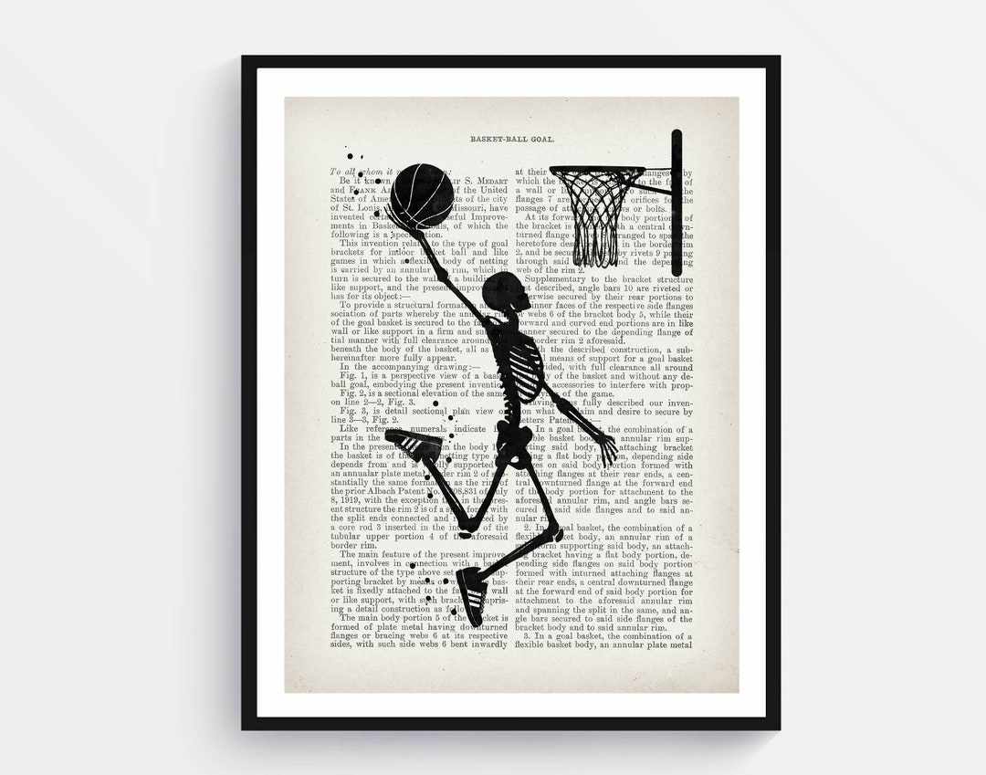 Skeleton Basketball Player Art Sports Poster Team Game Print Sports ...