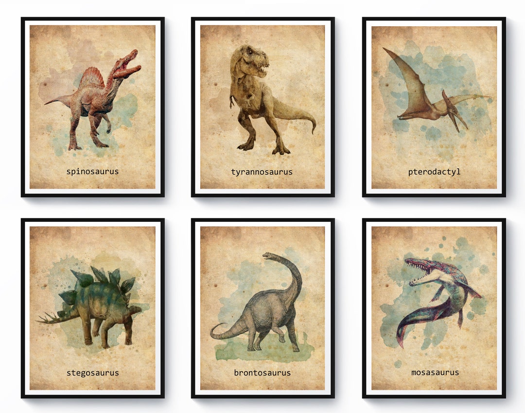 6 Vintage Dinosaurs Art Animal Artwork Dinosaurs Types Poster Dinosaurs ...