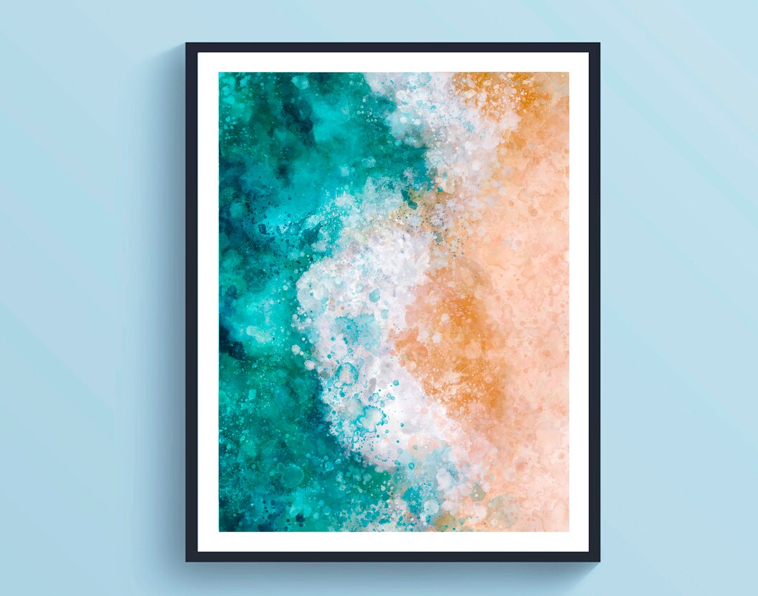 Ocean Waves Watercolor Artwork, Seascape Poster, Stormy Sea Art ...