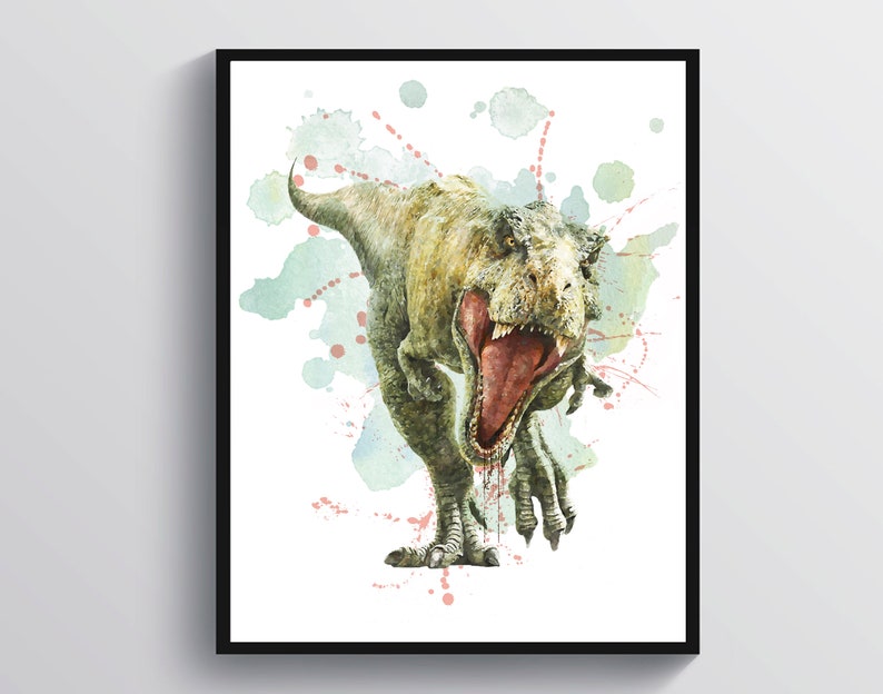 Tyrannosaurus Rex Art Jurassic Dinosaur Art Watercolor Giant - Etsy