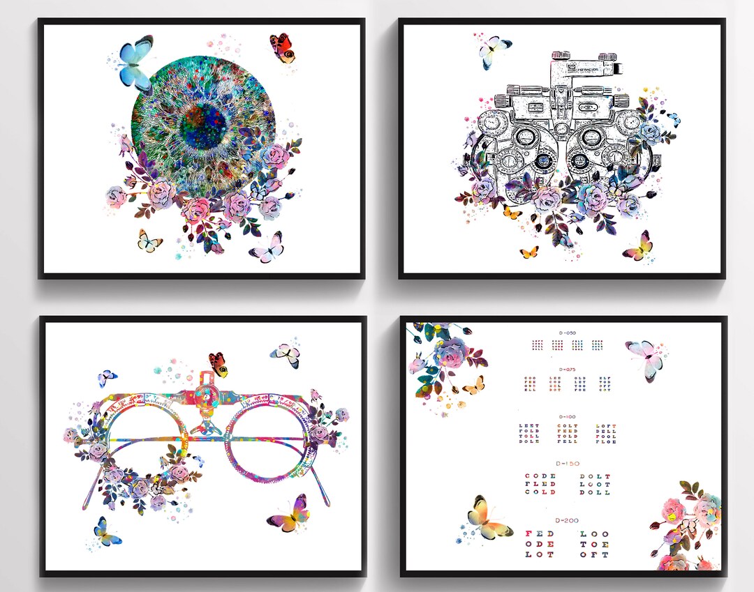 4 Optician Gift Optometry Art Eye Art Pupil Art Refractor Art Trial ...