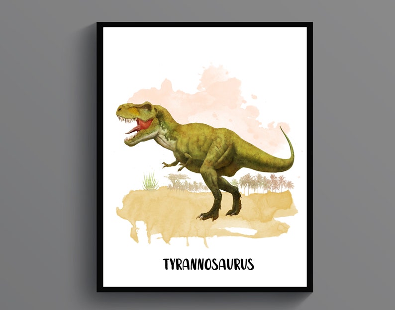 Dinosaur With Names Poster Set 24 Dinosaur Watercolor Art Dinosaur ...