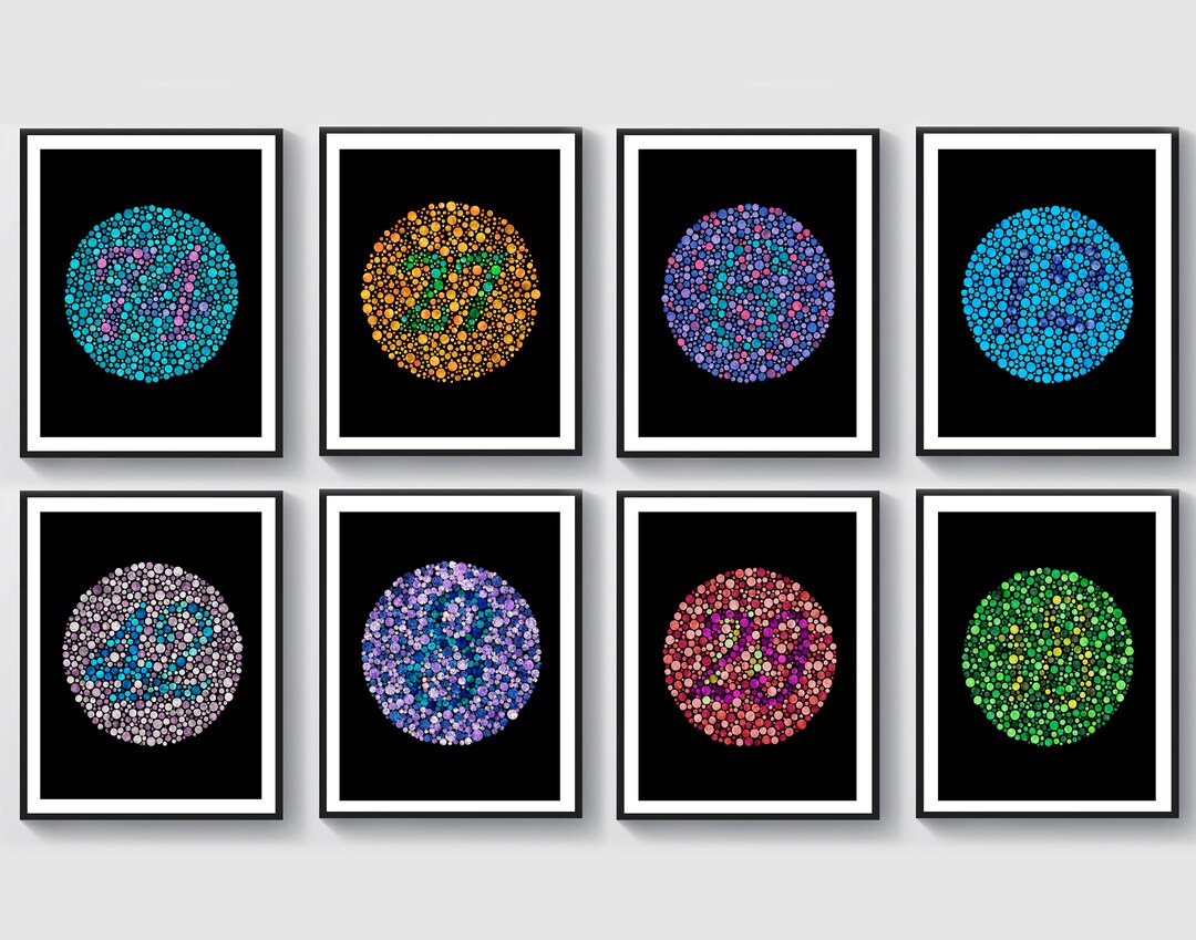 8 Color Blindness Cards Ishihara Test Poster Medical Art Science Poster ...