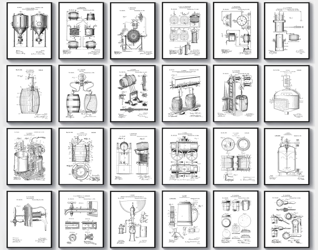 24 Beer Brewing Patent Posters Brewery Art Process of Making Beer ...