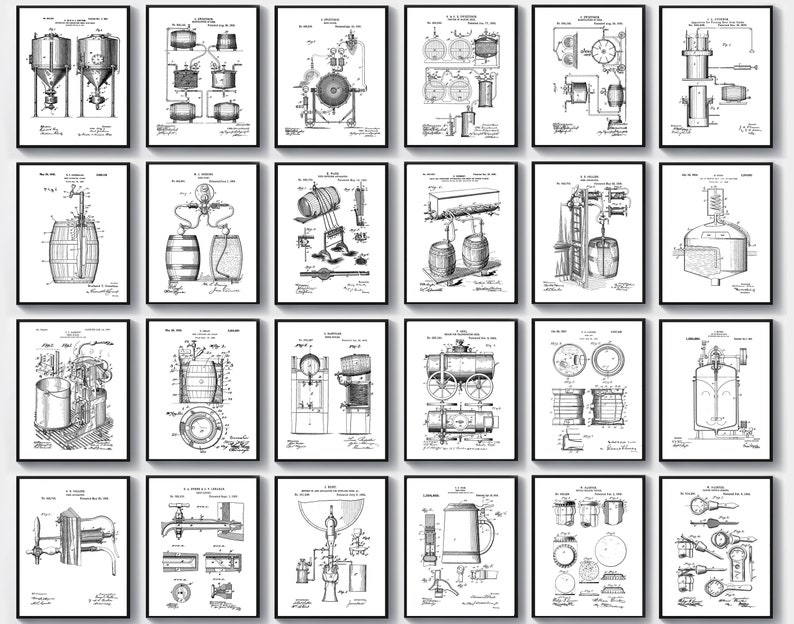 24 Beer Brewing Patent Posters Brewery Art Process of Making - Etsy