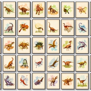 40 Dinosaurs Types Poster Set Jurassic Dinosaur Art Tyrannosaurus ...