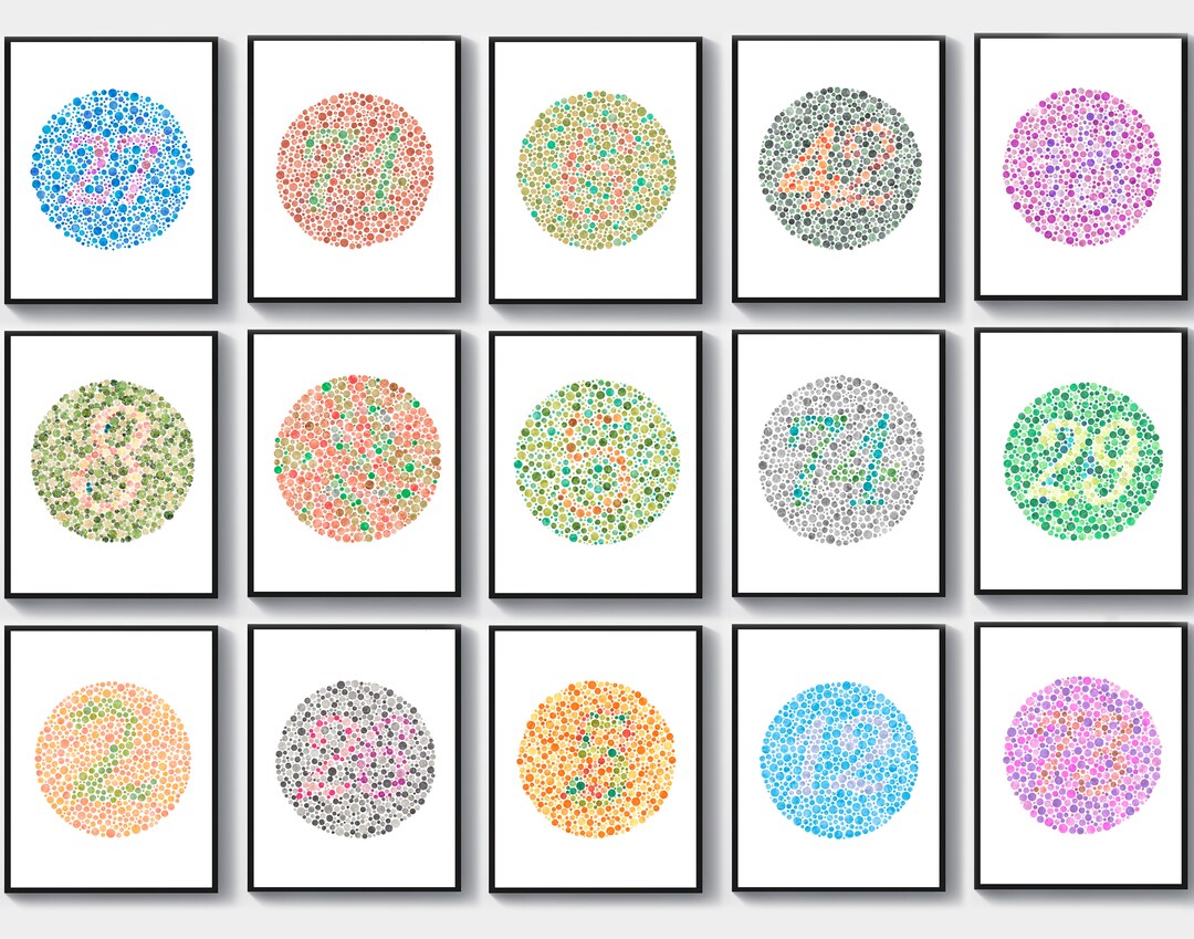 15 Ishihara Color Blind Test Cards Ophthalmology Art Optician Gift 15 Ishihara Color Blind Test Cards Ophthalmology Art Optician Gift