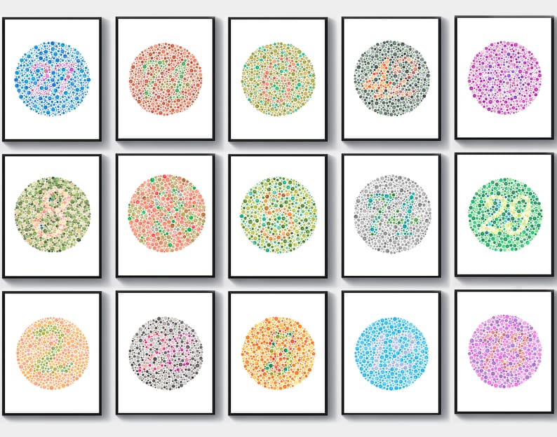15 Ishihara Color Blind Test Cards Ophthalmology Art Optician Gift ...