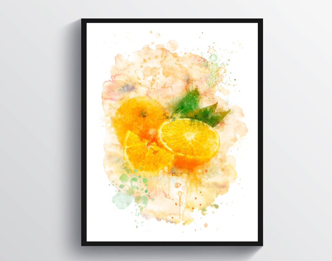 Orange Watercolor Art Tropical Fruit Art Citrus Poster Modern Wall ...