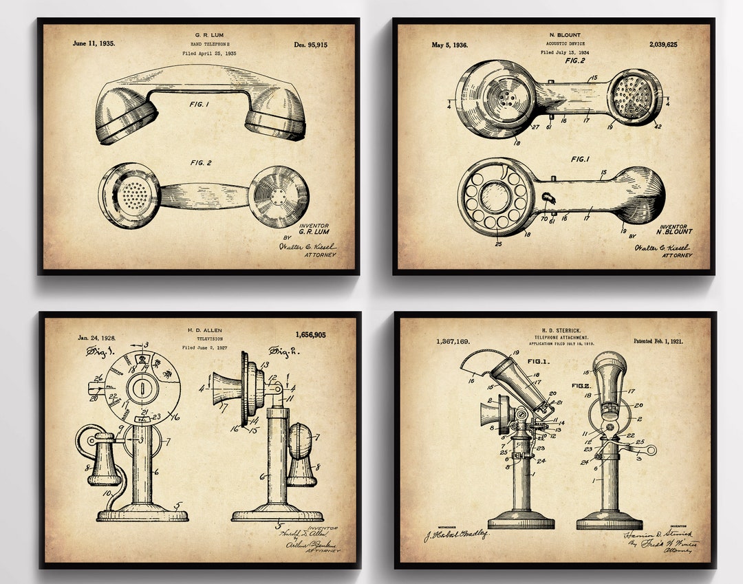 4 Dispatcher Gift Vintage Telephone Patent Art Call Center Decor Phone ...