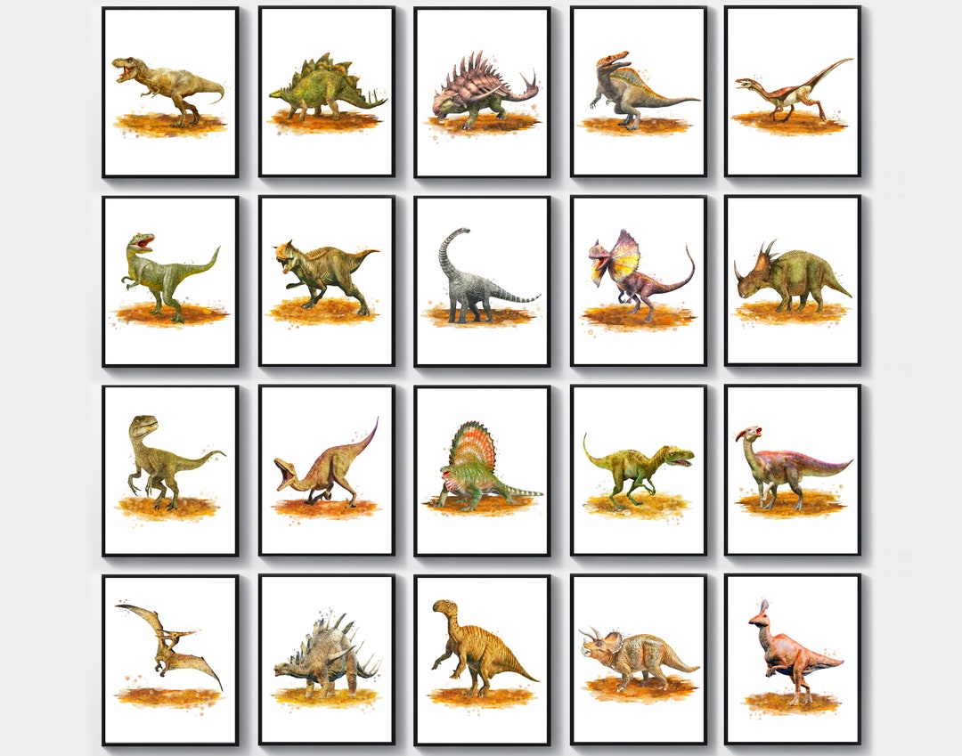 20 Realistic Dinosaurs Posters Jurassic Dinosaur T-rex Stegosaurus ...
