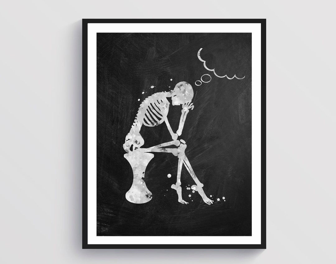 Thinking Skeleton Art Philosopher Art Thinker Art Sage Art Medical Art ...