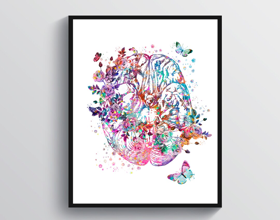 Human Brain Art Neurogical Science Art Anatomy Artwork Neurologist Gift ...