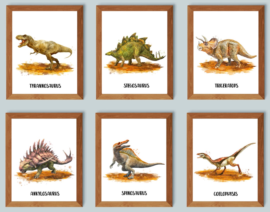 6 Dinosaurs Types Art Jurassic Dinosaur Names Poster Boys Room Decor