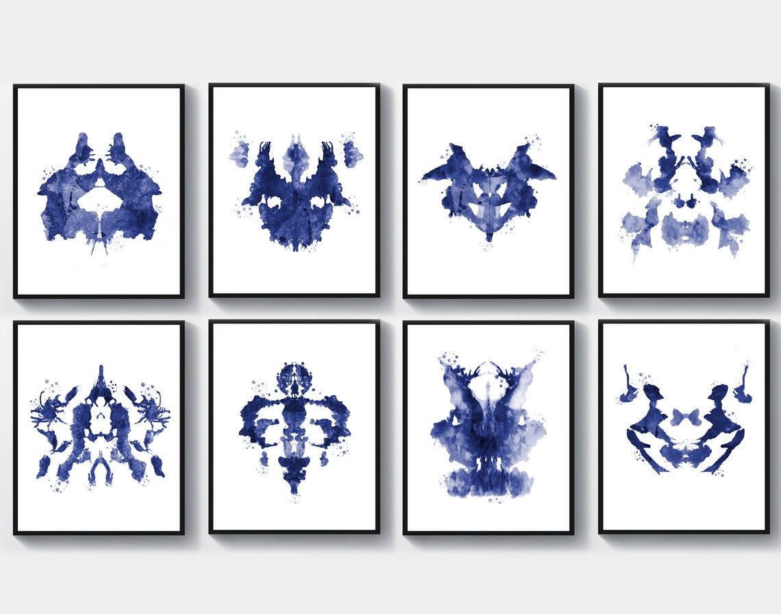 8 Rorschach Test Cards, Psychiatry Poster, Rorschach Blots Test ...