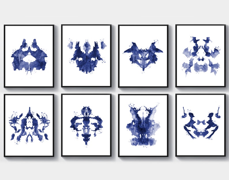 8 Rorschach Test Cards, Psychiatry Poster, Rorschach Blots Test ...