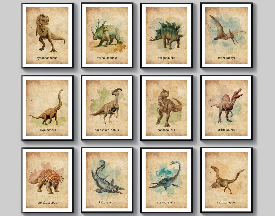 12 Names of Dinosaurs Art Poster Dinosaur Types Education Vintage ...