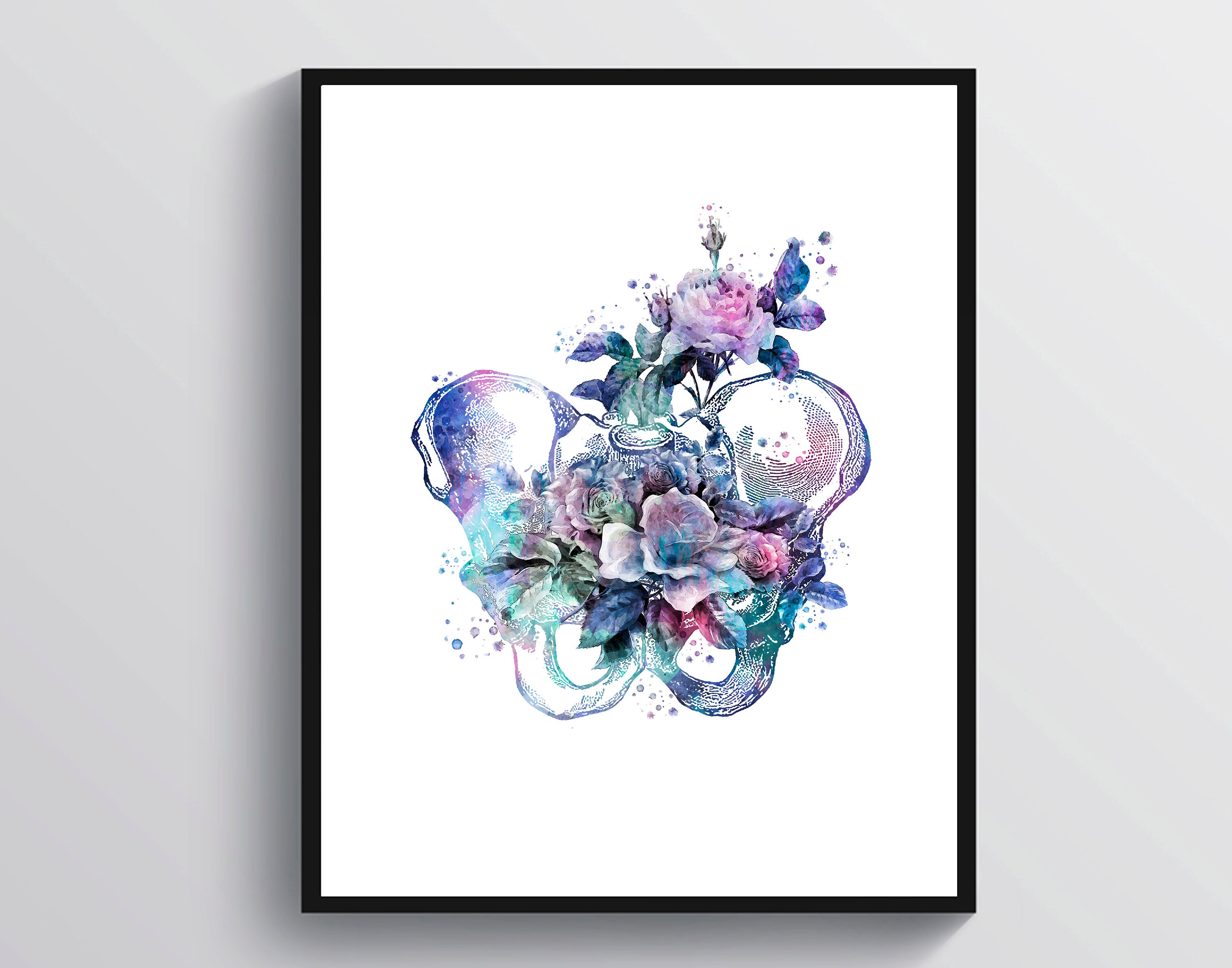 Floral Pelvis Art Skeletal System Art Pelvic Anatomy Art Medical ...
