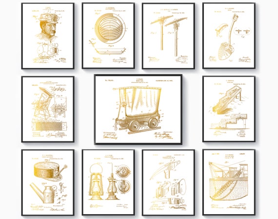 11 Gold Wall Art Gold Mining Patent Blueprint Gold Prospector - Etsy