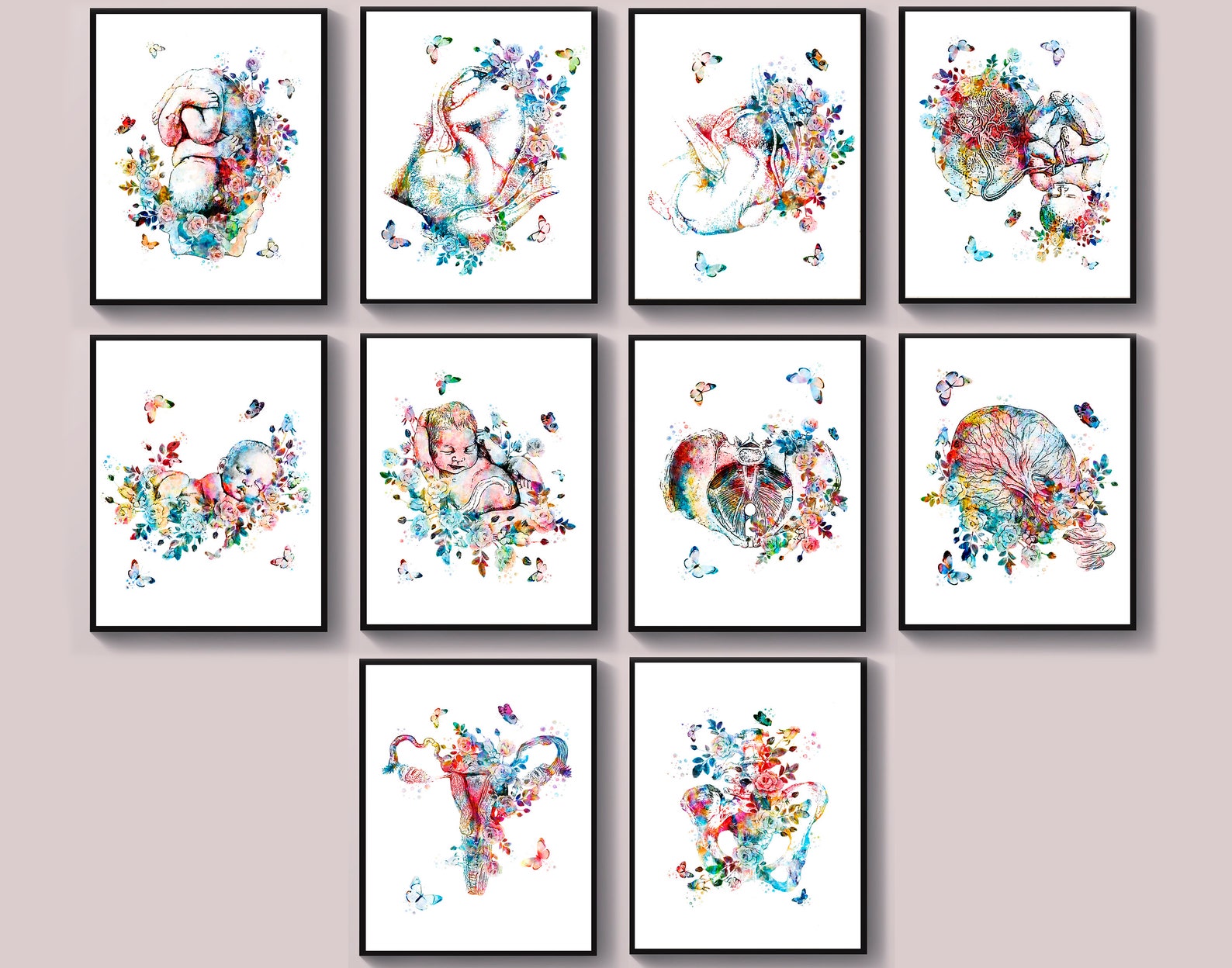 10 Pregnancy and Birth Art Childbirth Poster Floral Newborn | Etsy