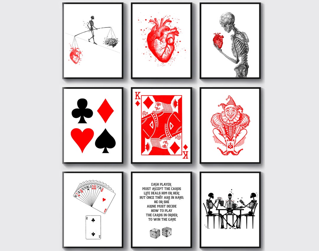 9 Trendy Wall Art Playing Cards Poster Desk of Cards Print Card Game ...