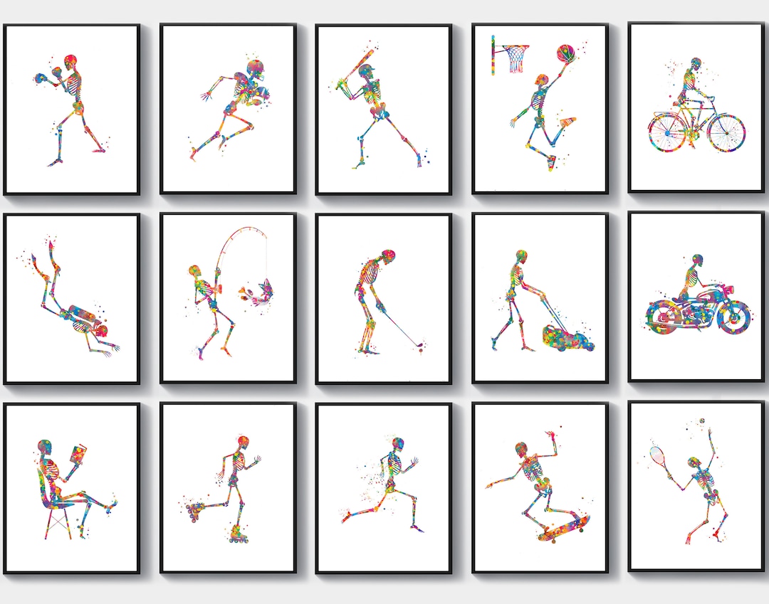 Set 15 Skeleton Art Anatomy Art Medical Artwork Biomechanics Diagram ...