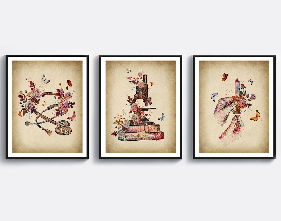 3 Vintage Doctor Office Decor Doctor Instruments Drawing Nurse ...