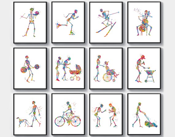 12 Figures of Human Skeletons Art Moving Poses Artwork - Etsy