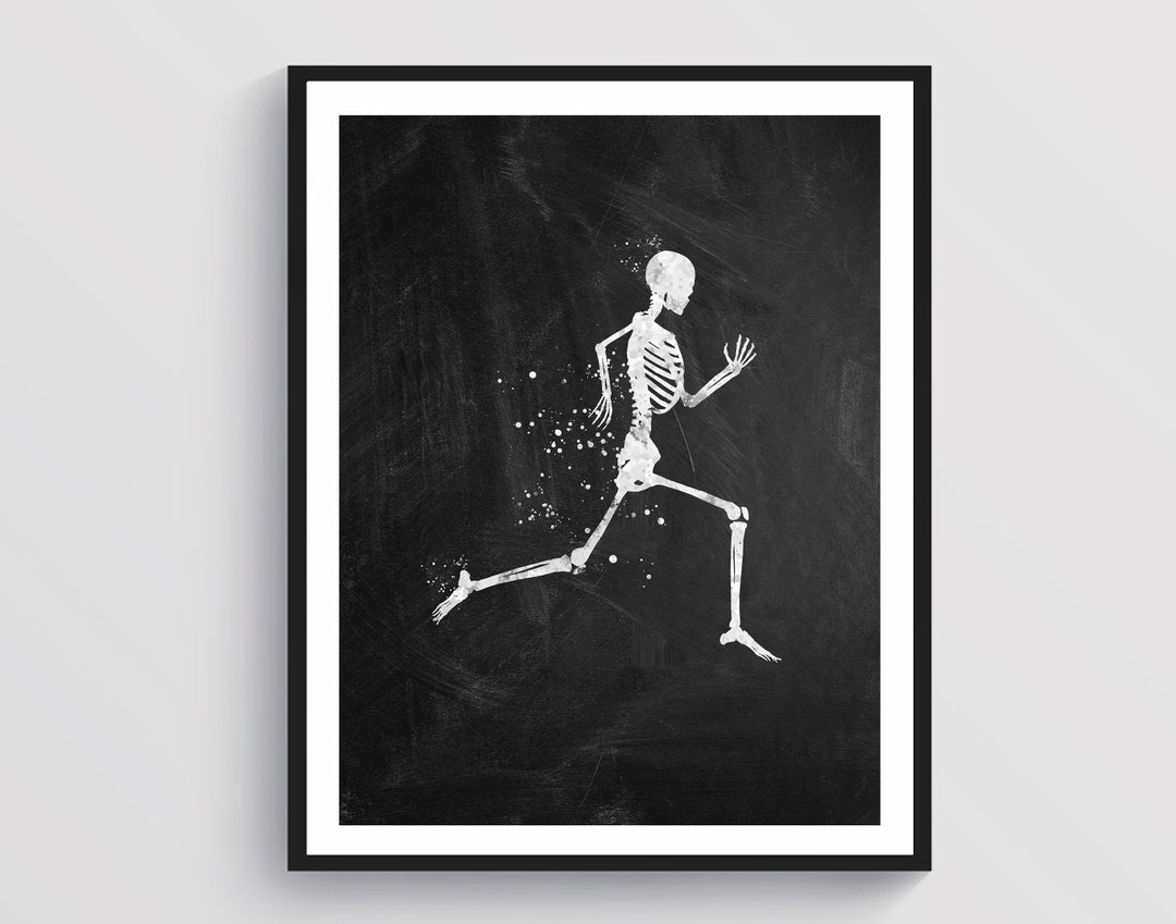 Running Skeleton Art Runner Art Sprinter Art Chalkboard Artwork Human ...