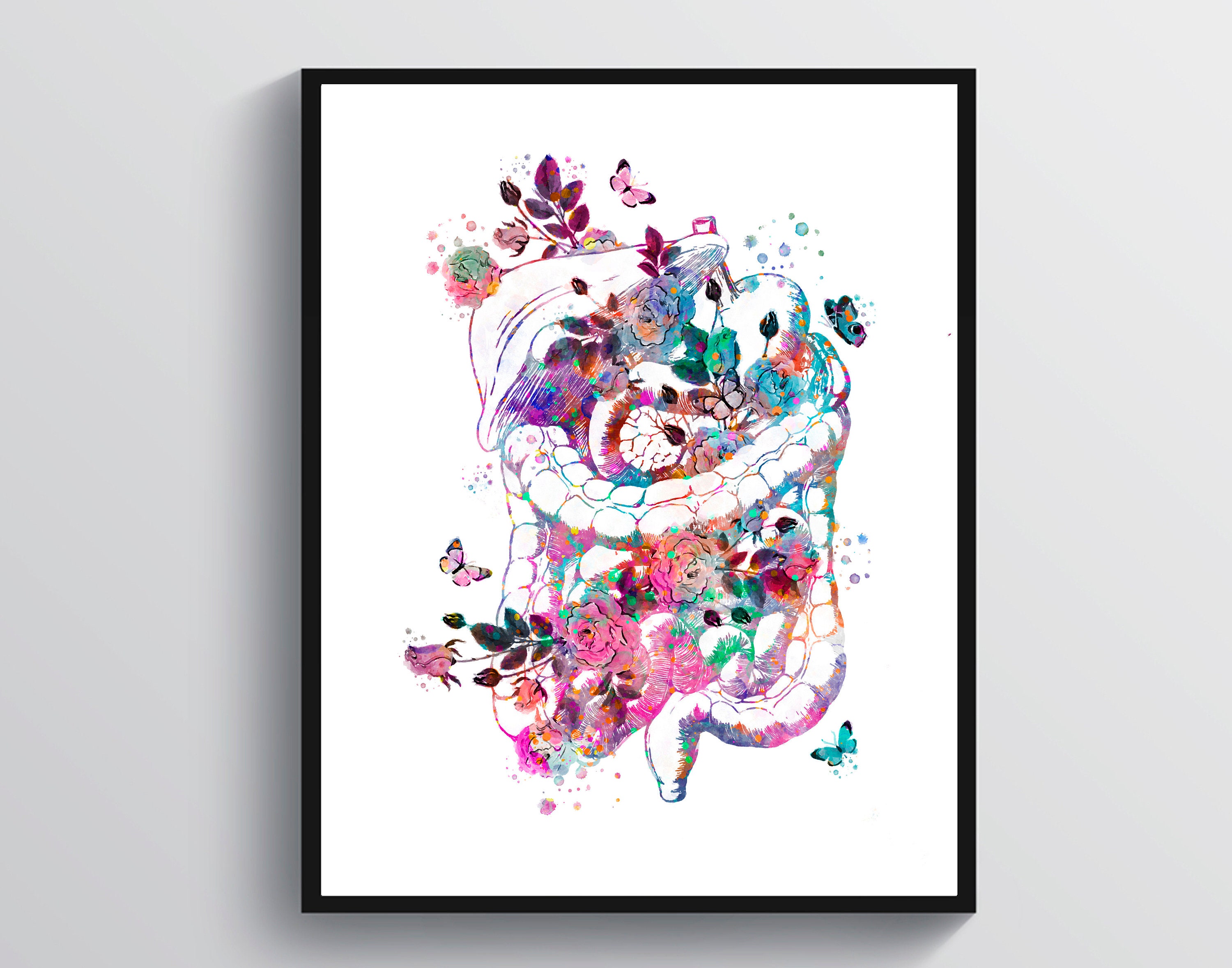 Digestive System Art Watercolor Anatomy Artwork Medical Art ...