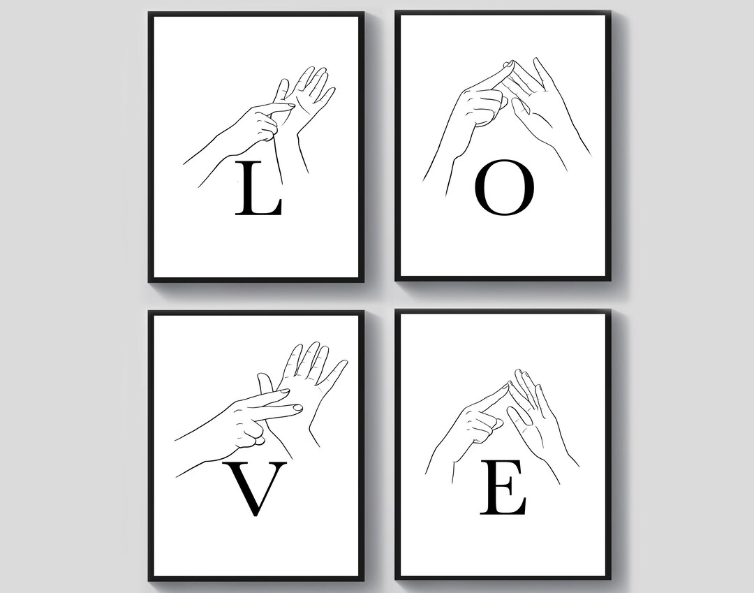 4 AUSLAN Alphabet Art Love Letters Art Fingerspelling Art Minimalist ...