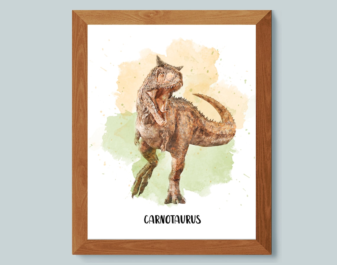 Carnotaurus Art Jurassic Dinosaur Watercolor Art Carnivores - Etsy