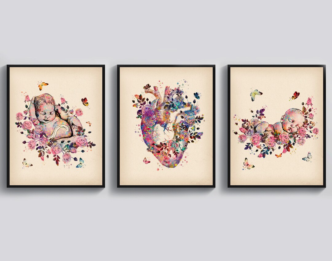 Vintage Baby Art Childbirth Art Obgyn Artwork Midwife Gift Newborn ...