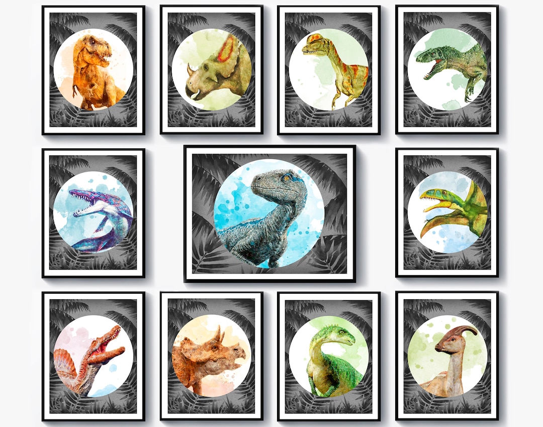 11 Dinosaurs Art, Dino Wall Decor, Dinosaur Lover Gift, Boys Room Decor ...