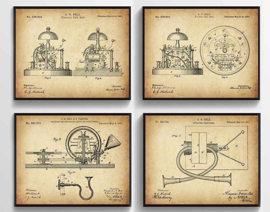Alexander Graham Bell Invention Art Patents Telephone Patent Poster ...