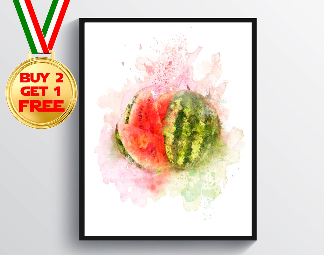 Watermelon Watercolor Print, Fruit Art, Plant Poster, Modern Wall Decor ...