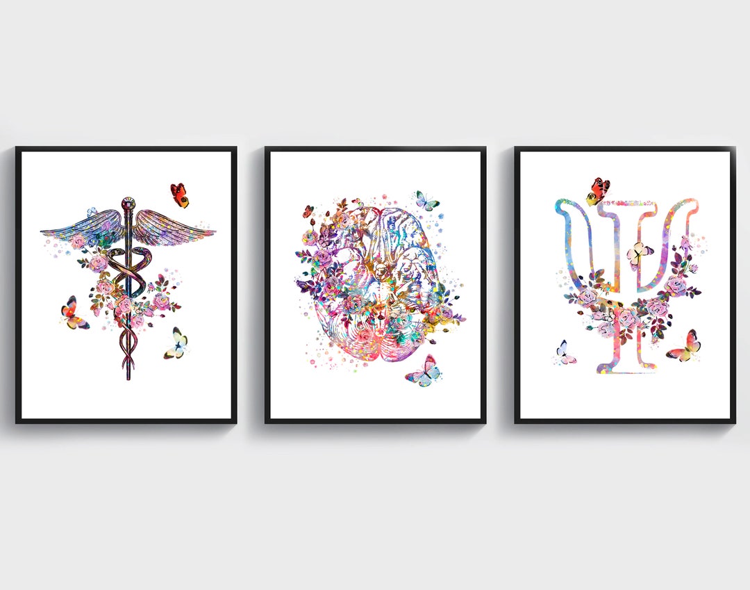 3 Psychology Artwork Brain Anatomy Art PSI Art Caduceus Art Medical Art ...