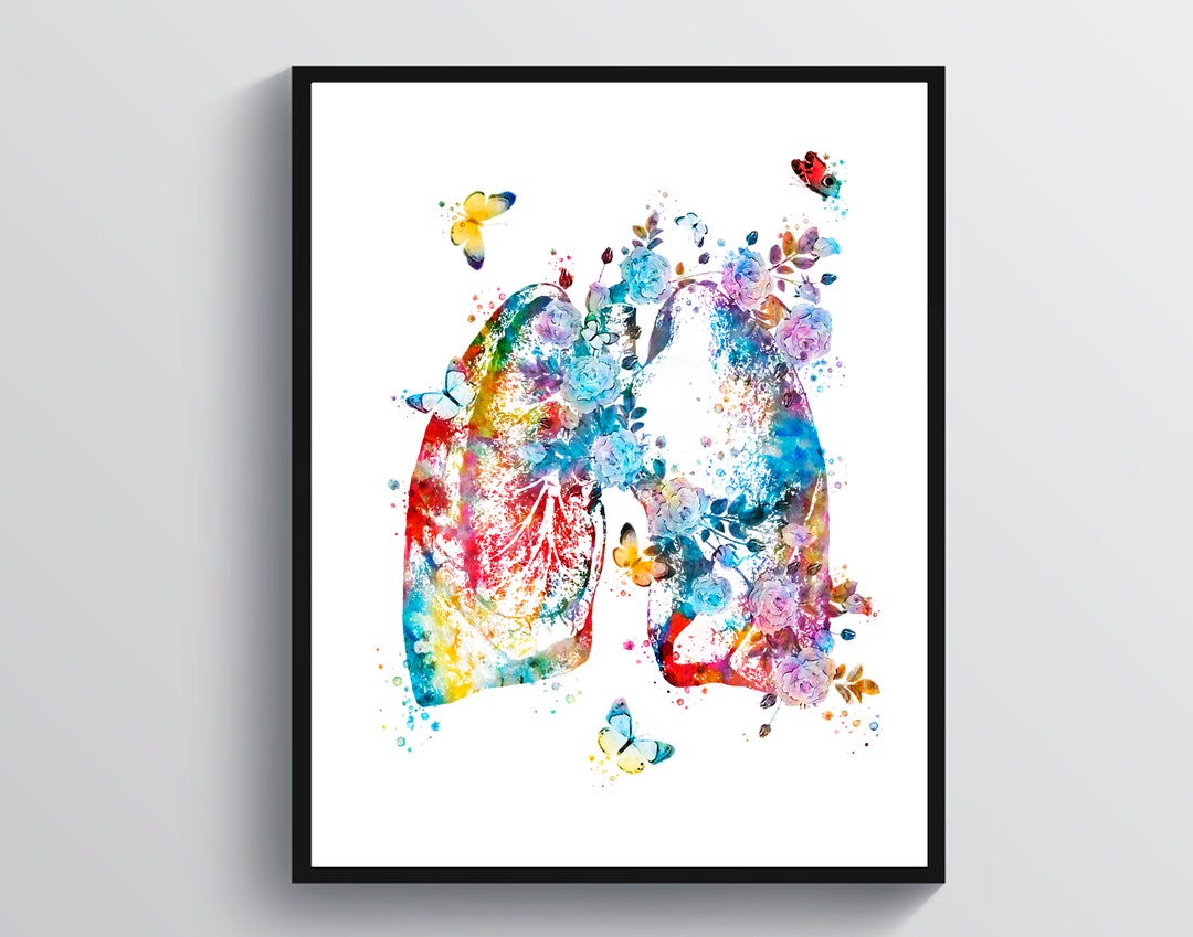 Floral Lungs Watercolor Painting Anatomy Artwork Doctor Gift Nurse Art ...