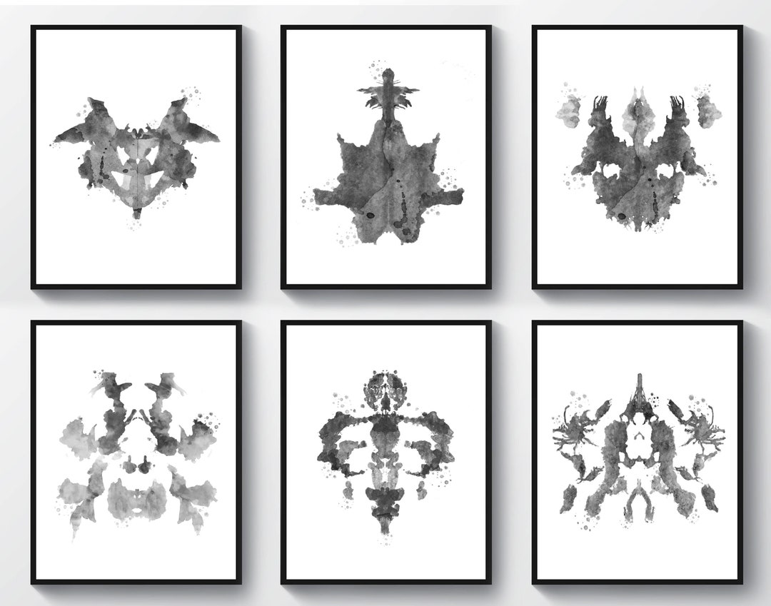 Set 6 Rorschach Tests Art Watercolor Inkblots Print Psychological Test ...