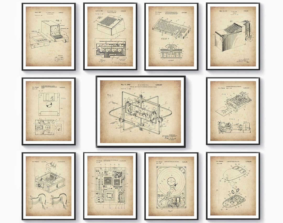 11 Programmer Gift Vintage Computer Patent Posters IT Tech Blueprint ...