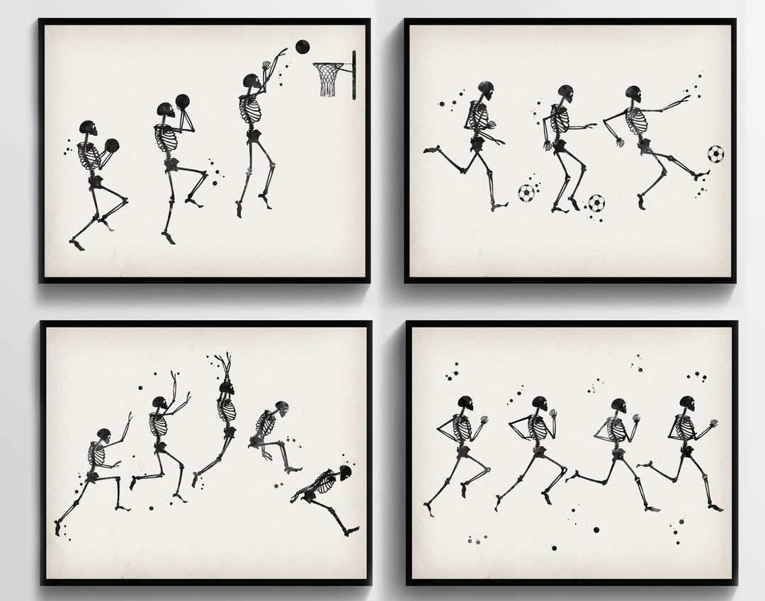 4 Vintage Sports Phases Art Medical Art Skeleton Anatomy Art Orthopedic ...