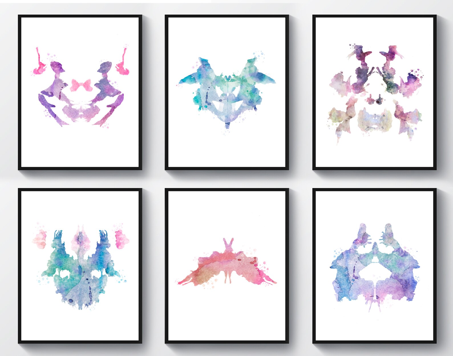 6 Rorschach Blot Science Art Rorschach Test Cards Watercolor - Etsy