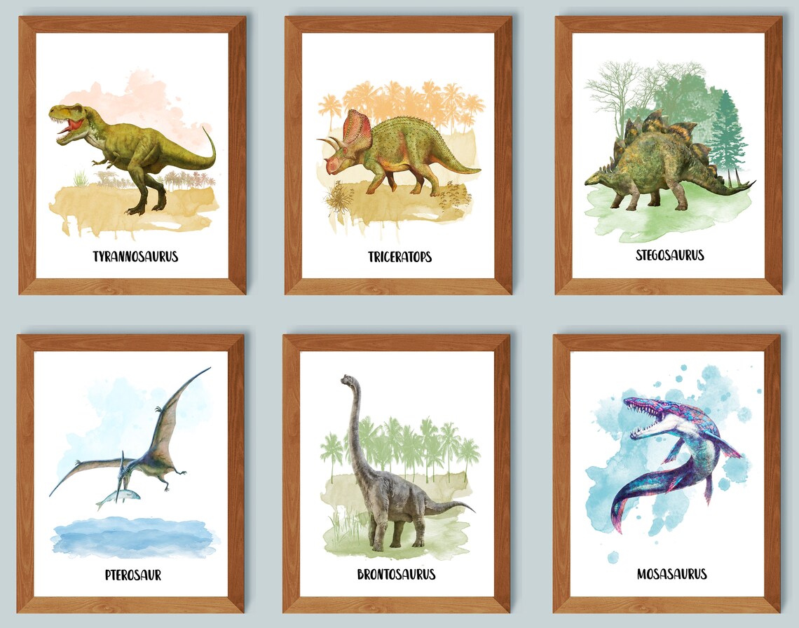 Dinosaurs Names Poster Set of 6 Jurassic Dinosaur T-rex | Etsy